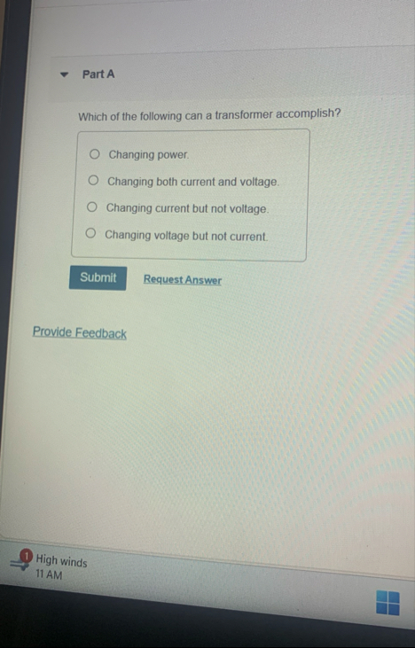 Solved Part AWhich of the following can a transformer | Chegg.com
