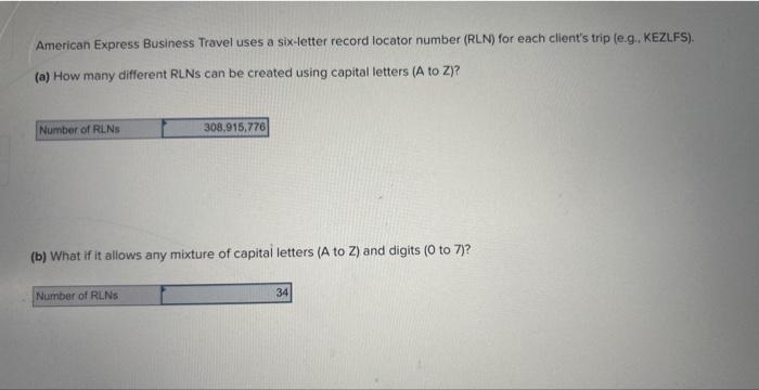 Solved American Express Business Travel uses a six-letter | Chegg.com