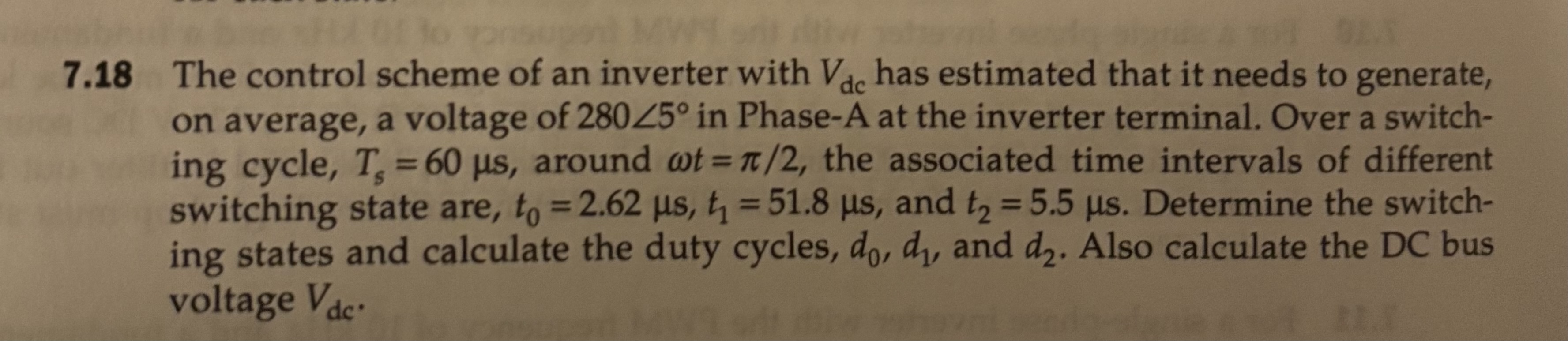 Solved 7.18 ﻿The control scheme of an inverter with V_(dc) | Chegg.com