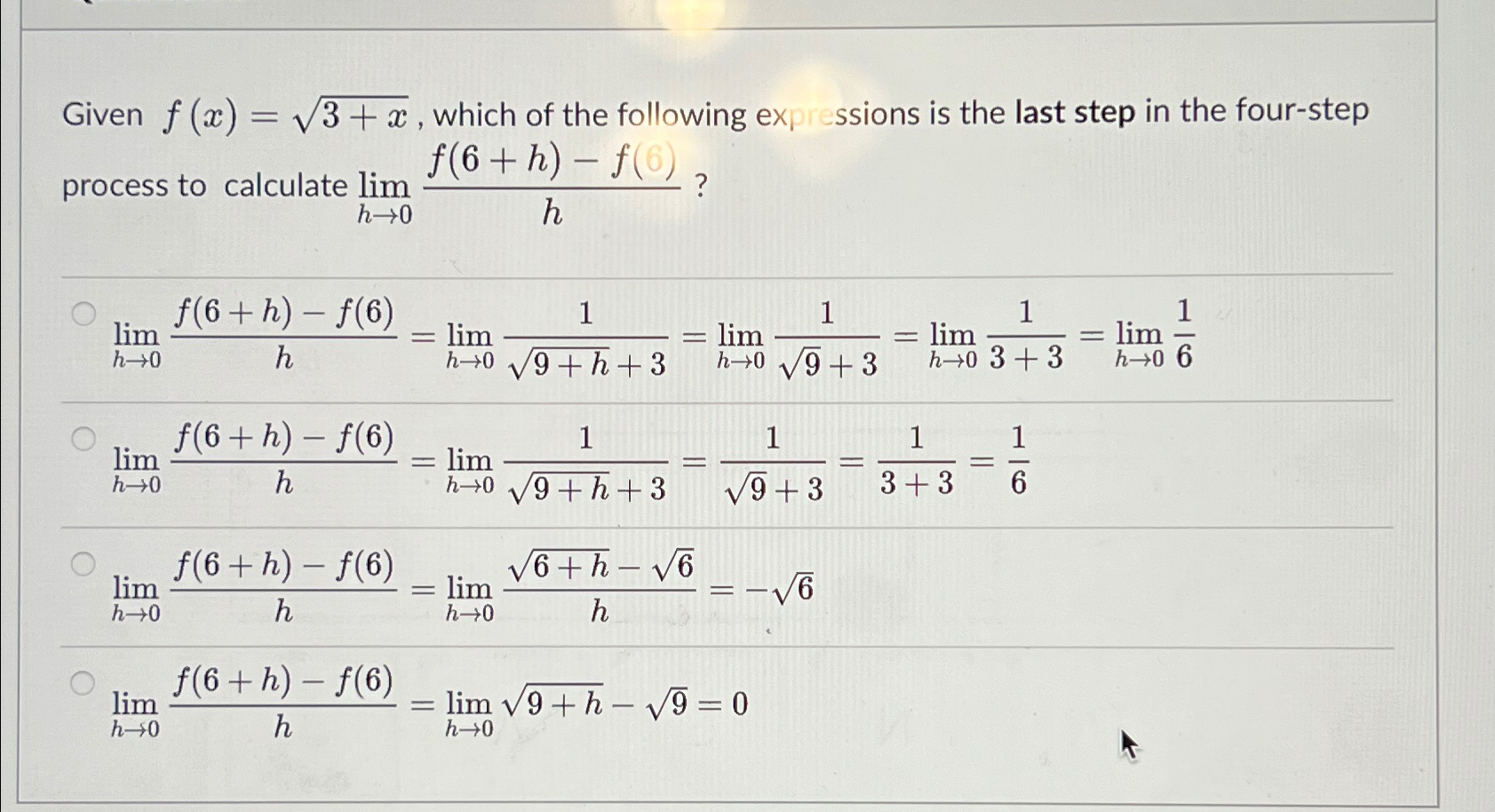 Solved Given f(x)=3+x2, ﻿which of the following expressions | Chegg.com