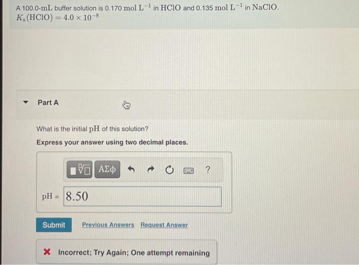 Solved A 100.0−mL buffer solution is 0.170 mol L−1 in HClO | Chegg.com