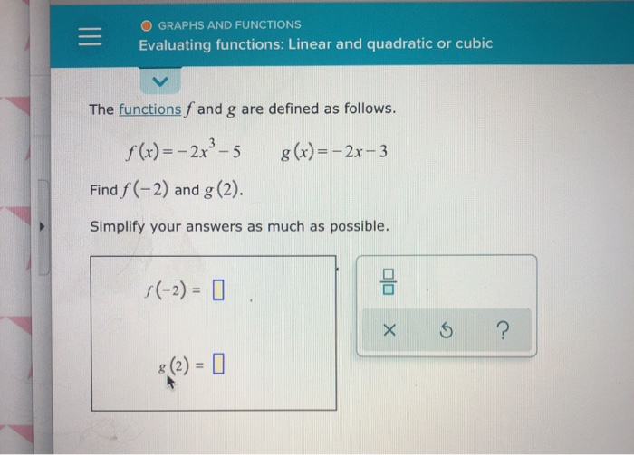 Solved GRAPHS AND FUNCTIONS Evaluating functions: Linear and | Chegg.com