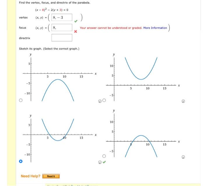 Solved Find the vertex, focus, and directrix of the | Chegg.com