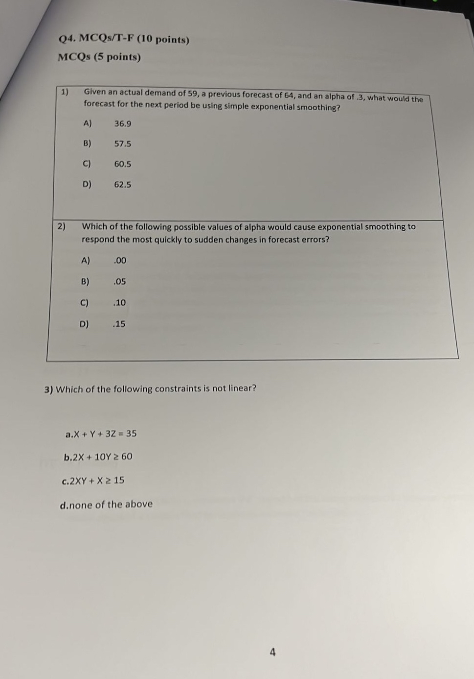 Solved Q4. ﻿MCQs/T-F (10 ﻿points)MCQs (5 ﻿points)Given an | Chegg.com