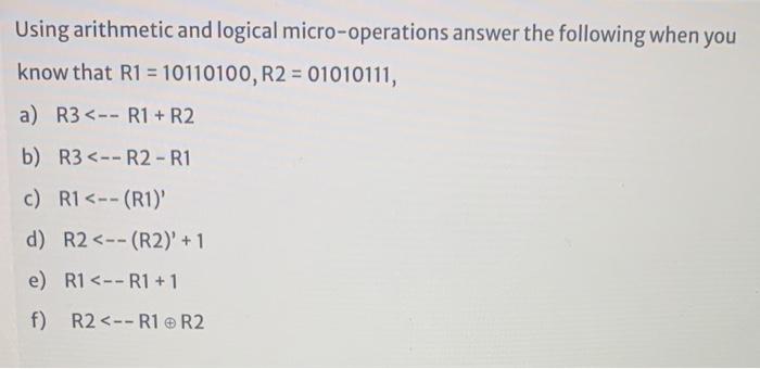 Solved Using arithmetic and logical micro-operations answer | Chegg.com