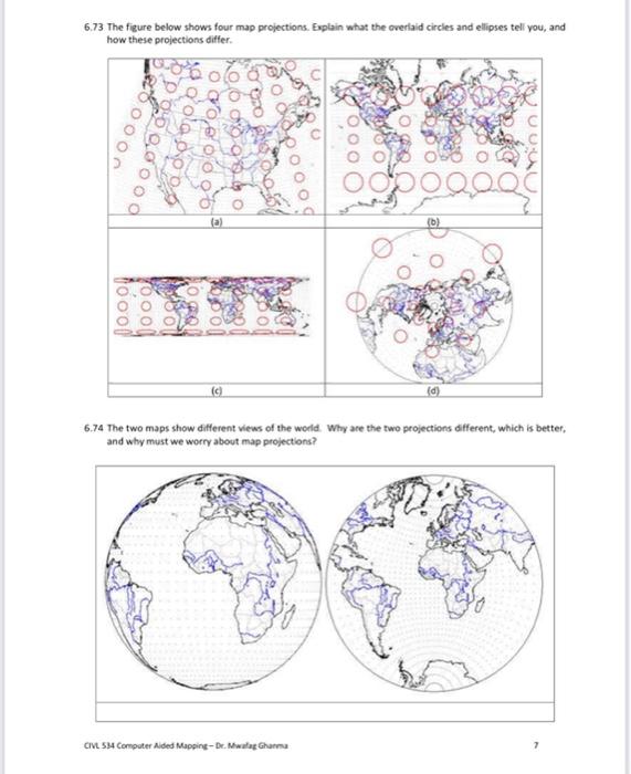 Solved 6.73 The figure below shows four map projections. | Chegg.com