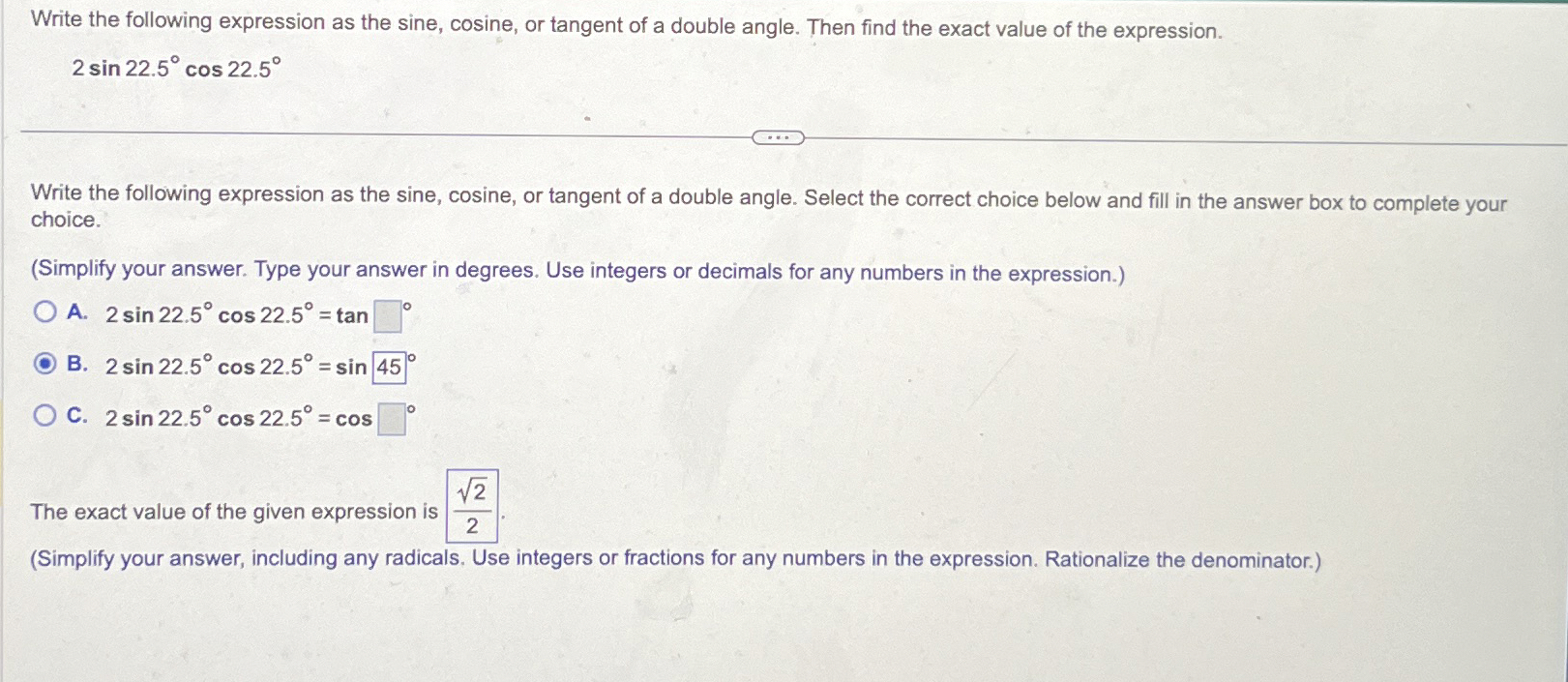 Solved Write the following expression as the sine, ﻿cosine, | Chegg.com