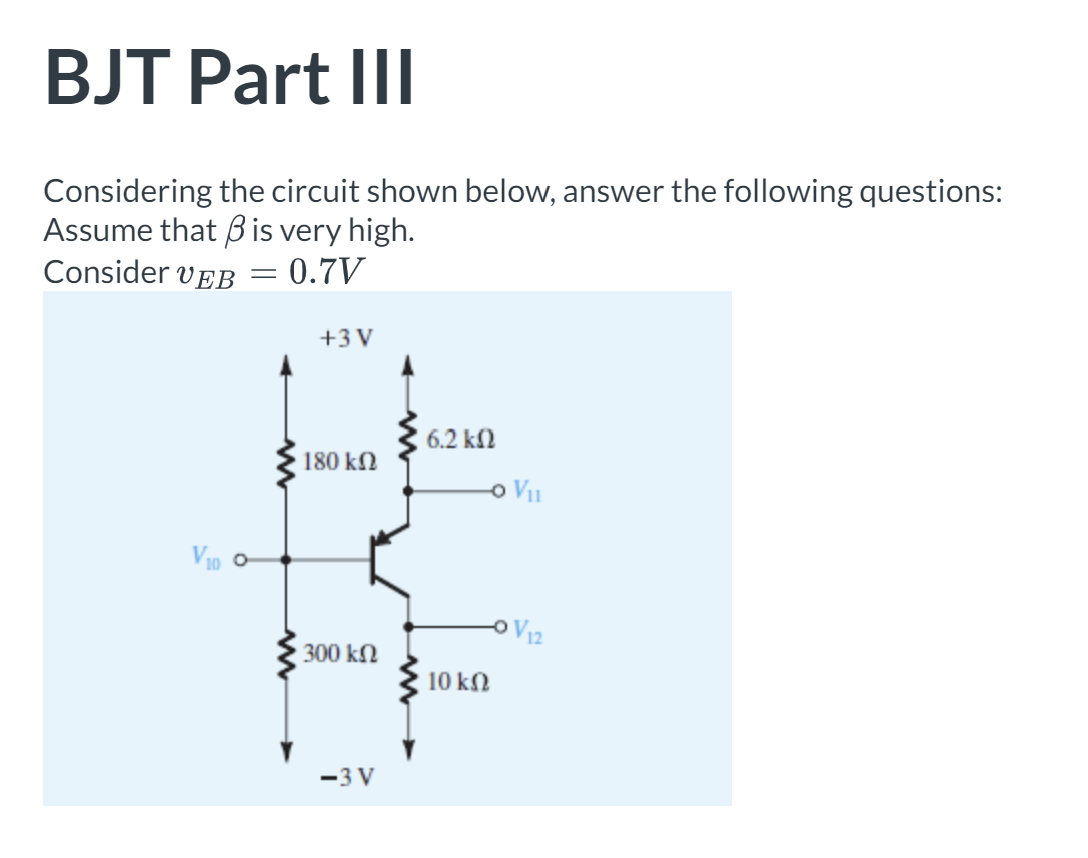 BJT Part IIIConsidering the circuit shown below, | Chegg.com