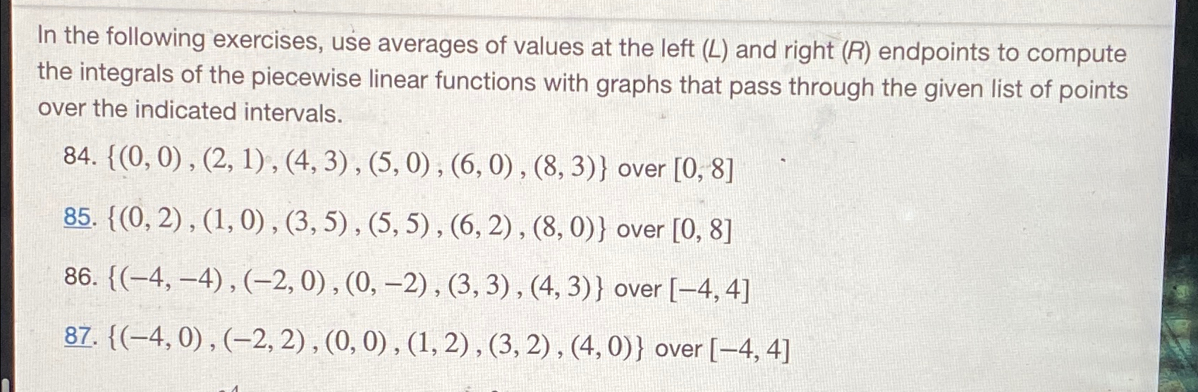 Solved In the following exercises, use averages of values at | Chegg.com