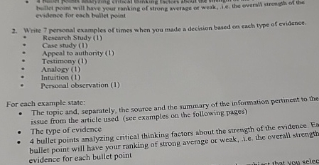 evilence for each bullet point2. ﻿Write 7 ﻿personal | Chegg.com