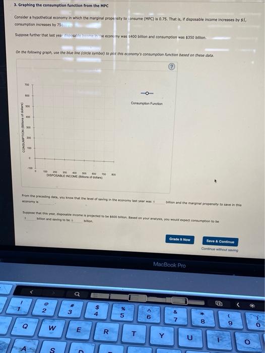 Solved 3. Graphing the consumption function from the MPC | Chegg.com
