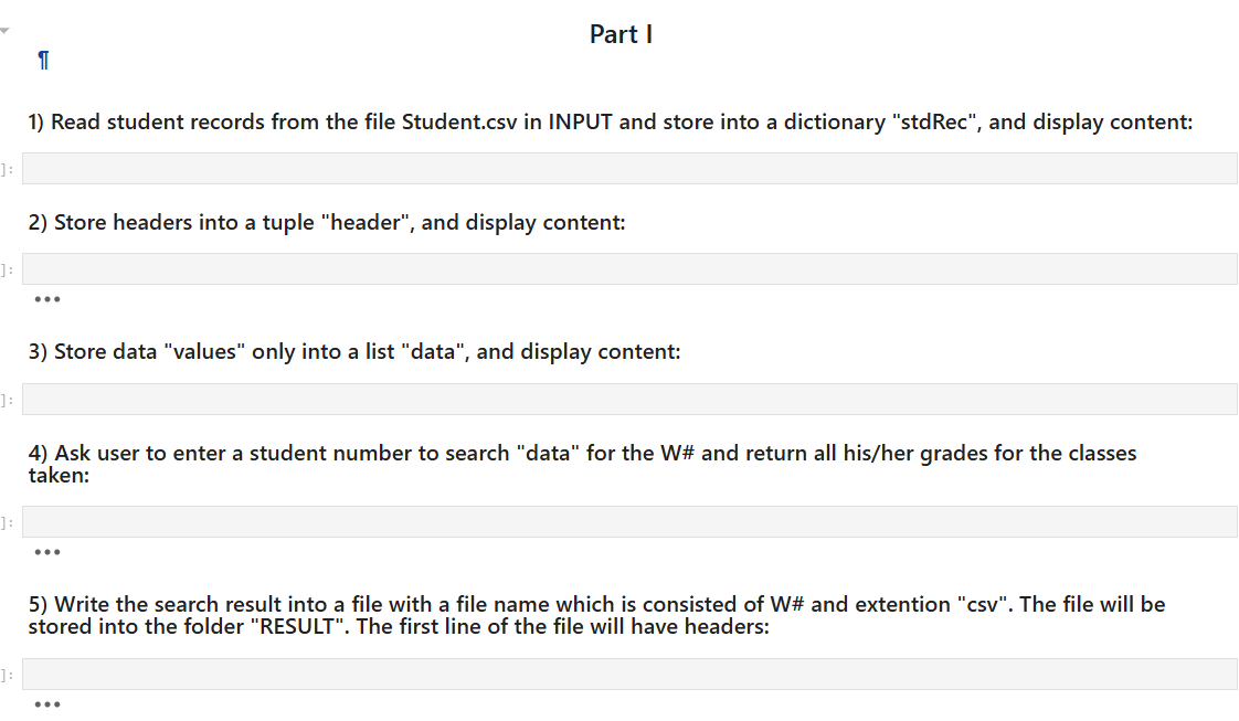 Solved Part I1) ﻿Read student records from the file | Chegg.com