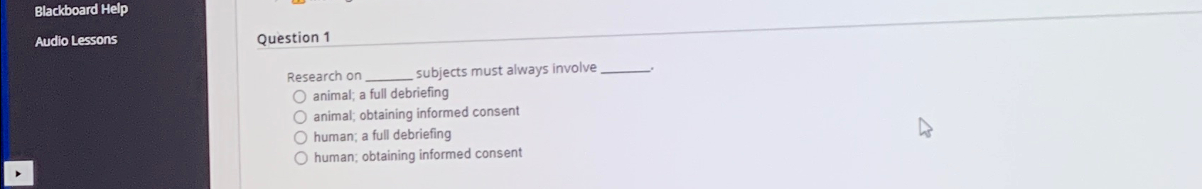 Solved Blackboard HelpAudio LessonsQuestion 1Research on | Chegg.com