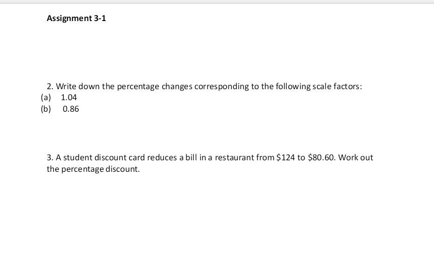 Solved 2. Write down the percentage changes corresponding to | Chegg.com