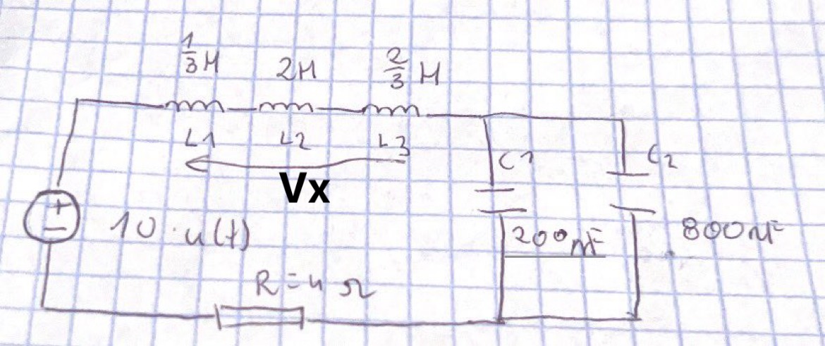 Solved Using Laplace transform and voltage divider find Vx | Chegg.com