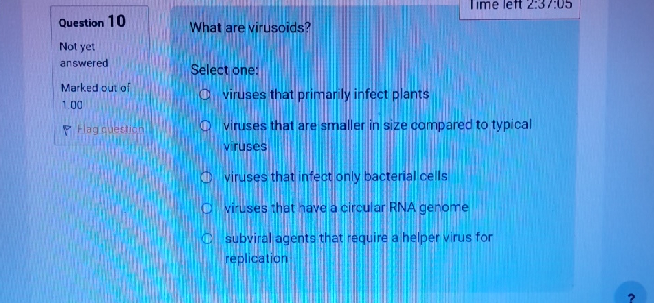 Solved Question 10What are virusoids?Select one:viruses that | Chegg.com