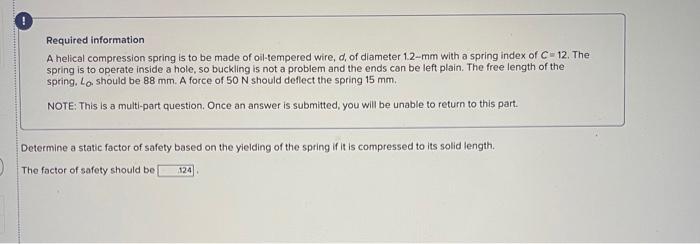 Solved Required information A helical compression spring is | Chegg.com