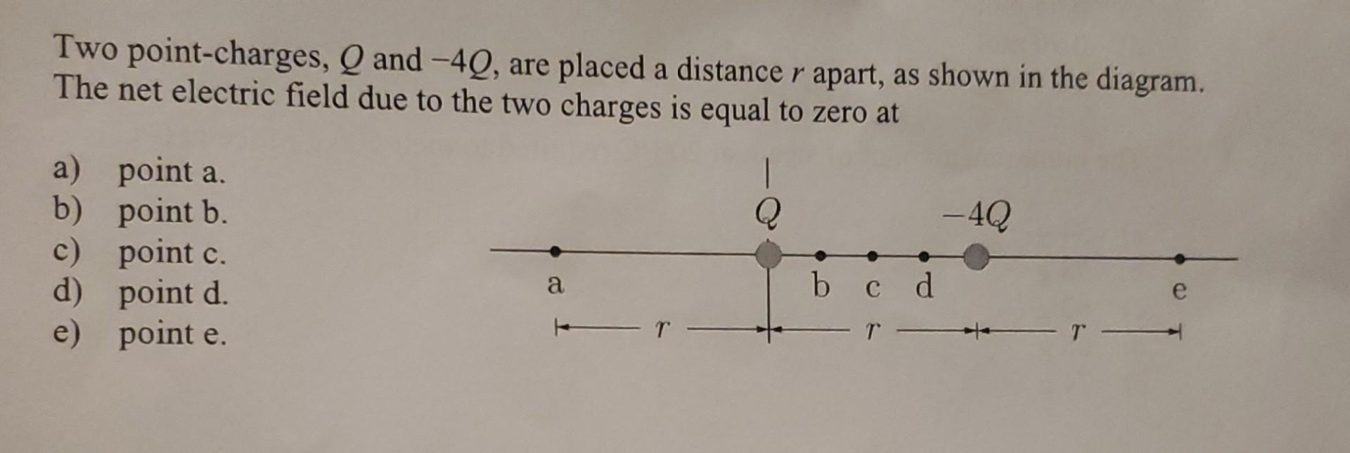 Solved Two point-charges, Q and -4Q, are placed a distance r | Chegg.com