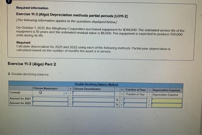 Solved Required information Exercise 11-3 (Algo) | Chegg.com