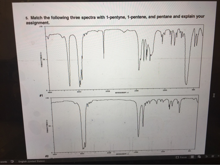 Solved 5. Match the following three spectra with 1-pentyne, | Chegg.com