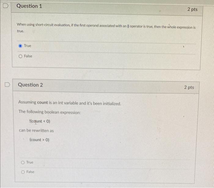 Solved When using short-circuit evaluation, if the first | Chegg.com