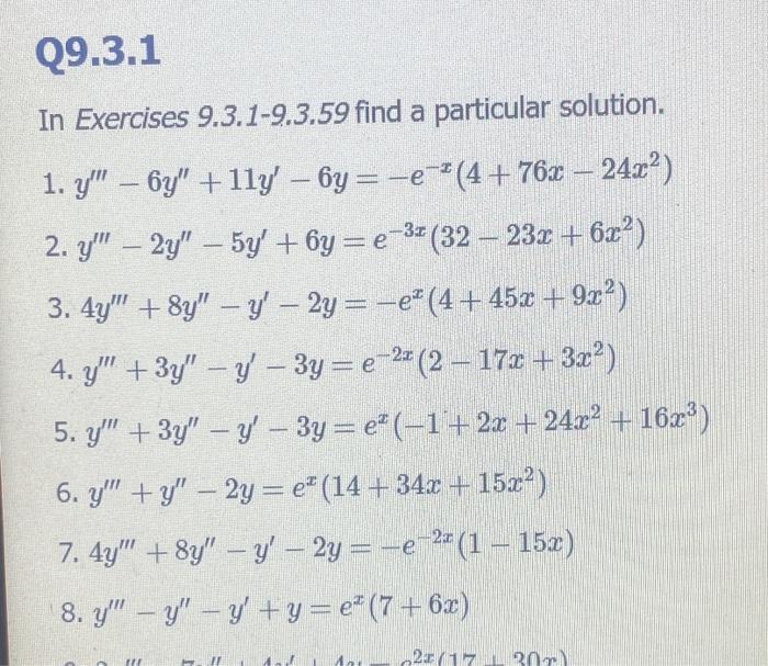 Solved In Exercises 9.3.1-9.3.59 find a particular solution. | Chegg.com
