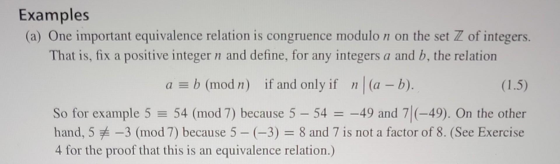 Solved 4. Prove that congruence modulo n, as defined in | Chegg.com