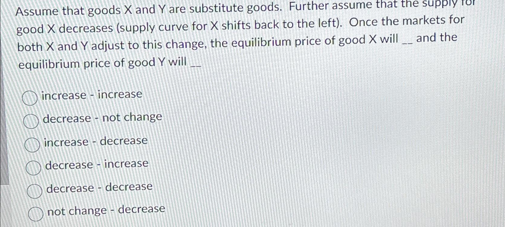 Solved Assume that goods x ﻿and Y ﻿are substitute goods. | Chegg.com