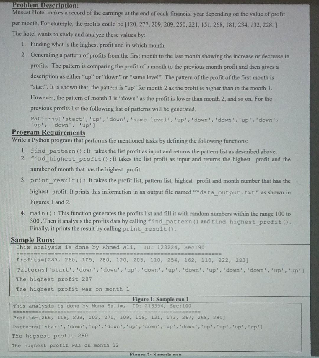 Solved Problem Description: Muscat Hotel makes a record of | Chegg.com