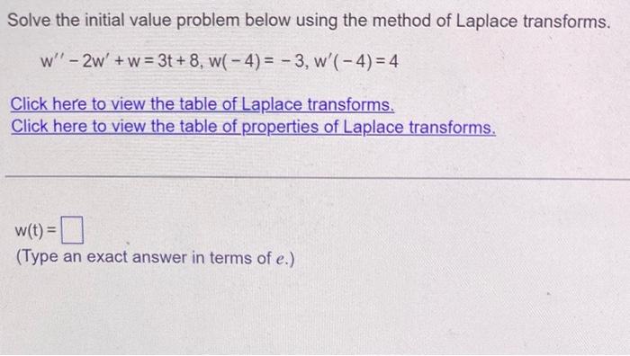 Solved Solve the initial value problem below using the | Chegg.com