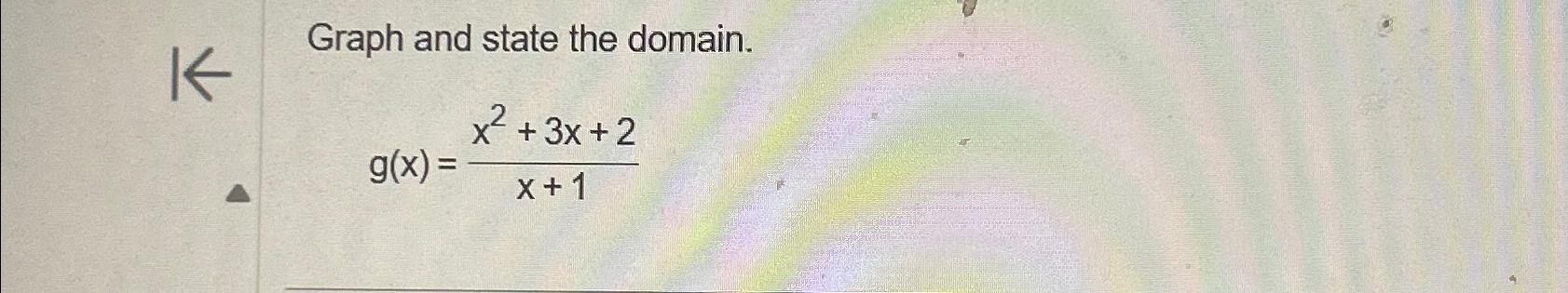 Solved Graph and state the domain.g(x)=x2+3x+2x+1 | Chegg.com