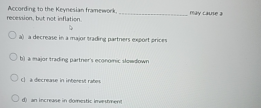 Solved According to the Keynesian framework, recession, but | Chegg.com