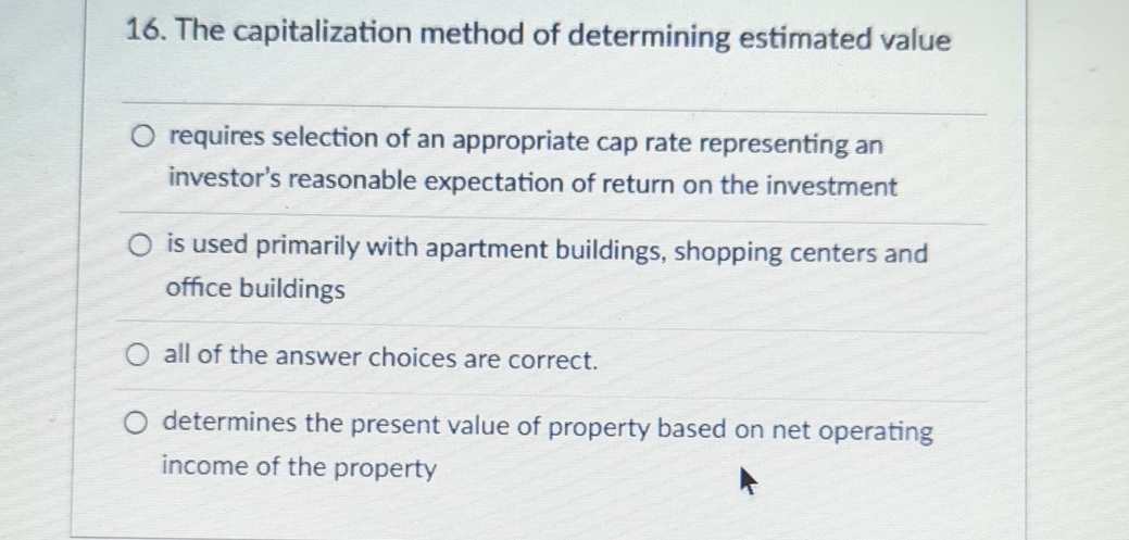 Solved The capitalization method of determining estimated | Chegg.com