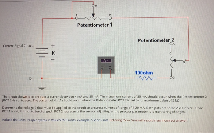 Solved Potentiometer 1 Potentiometer 2 Current Signal | Chegg.com