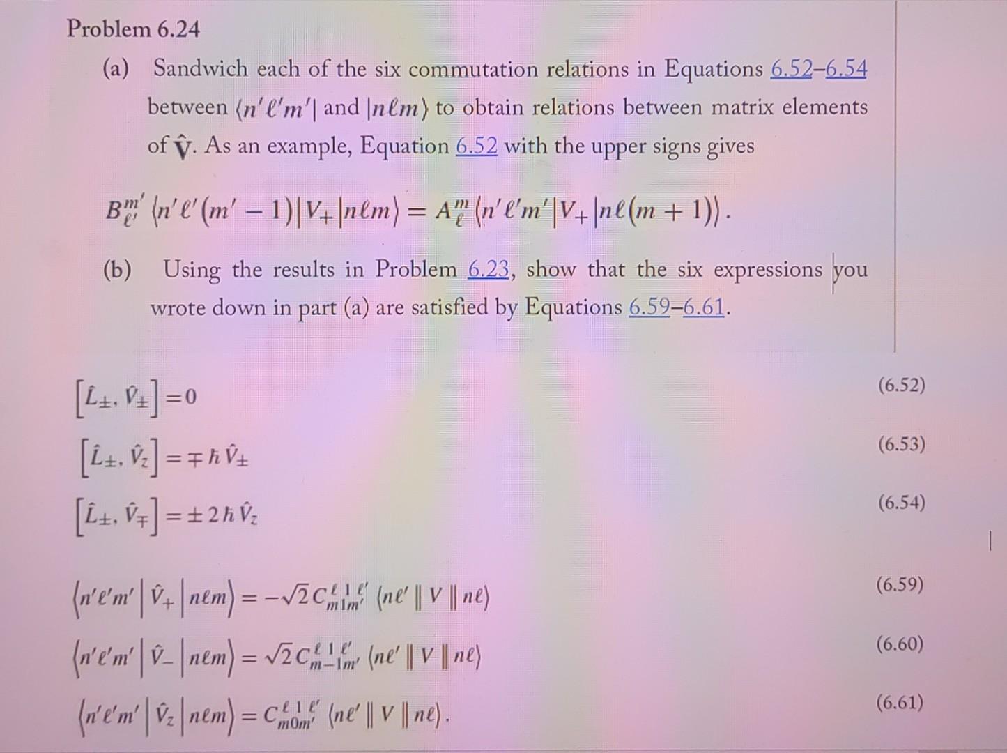 Solved Problem 6.24 (a) Sandwich each of the six commutation | Chegg.com