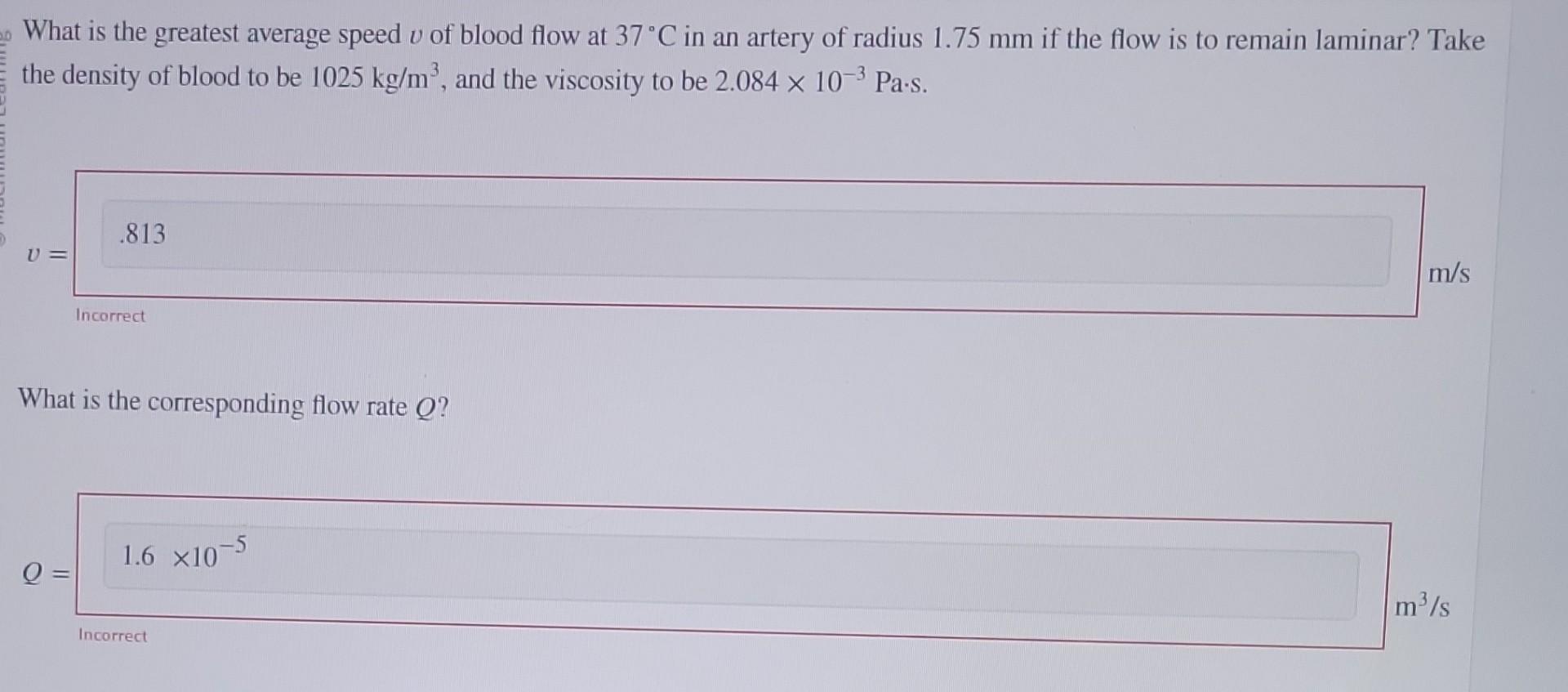 Solved What is the greatest average speed v of blood flow at | Chegg.com