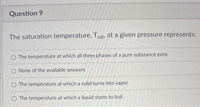 Solved The saturation temperature, Tsat , at a given | Chegg.com