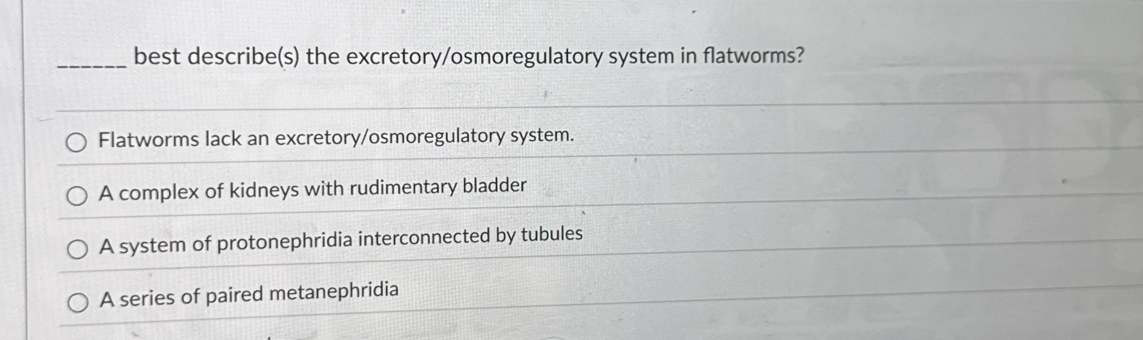 Solved best describe(s) ﻿the excretory/osmoregulatory system | Chegg.com
