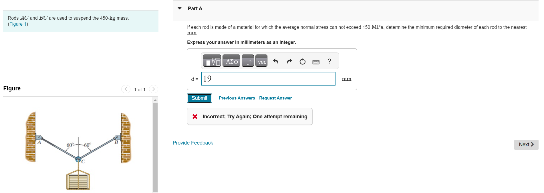 Solved Rods \( ﻿A C \) ﻿and \( ﻿B C \) ﻿are used to suspend | Chegg.com