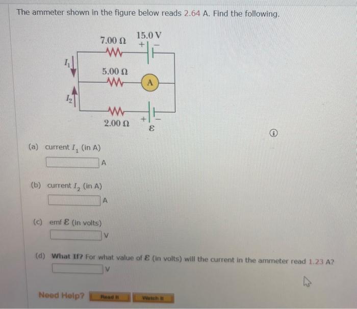 Solved The ammeter shown in the figure below reads 2.64 A. | Chegg.com