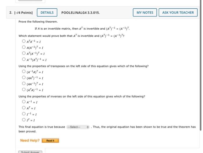 Solved Prove the following theorem. If A is an invertible | Chegg.com