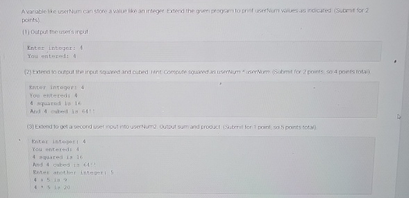 Solved A variable like userNurn can store a valise like an | Chegg.com