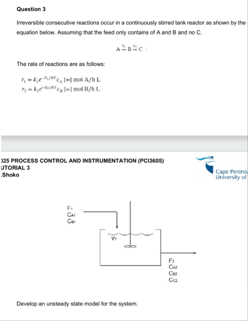 Solved Question 3Irreversible consecutive reactions occur in | Chegg.com