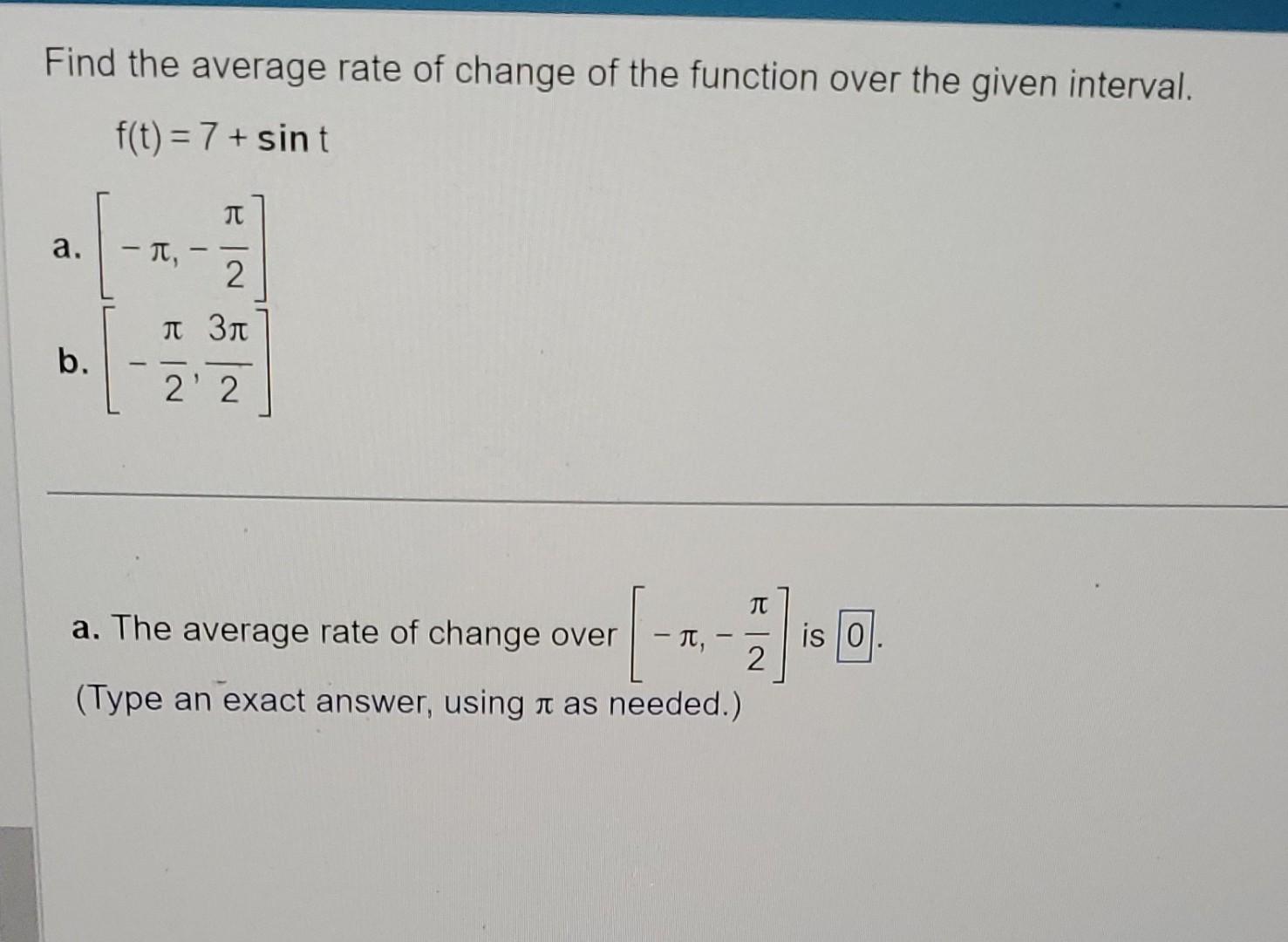 Solved Find the average rate of change of the function over | Chegg.com