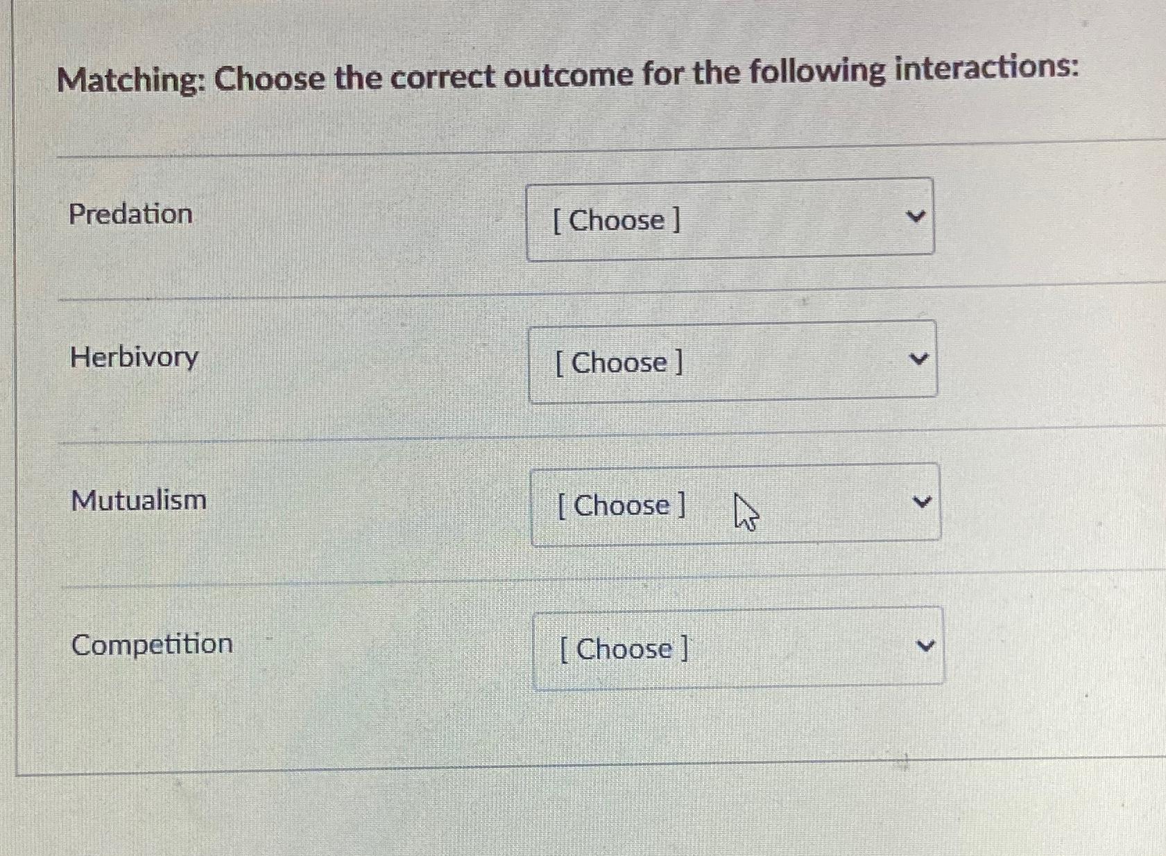 Solved Matching: Choose the correct outcome for the | Chegg.com