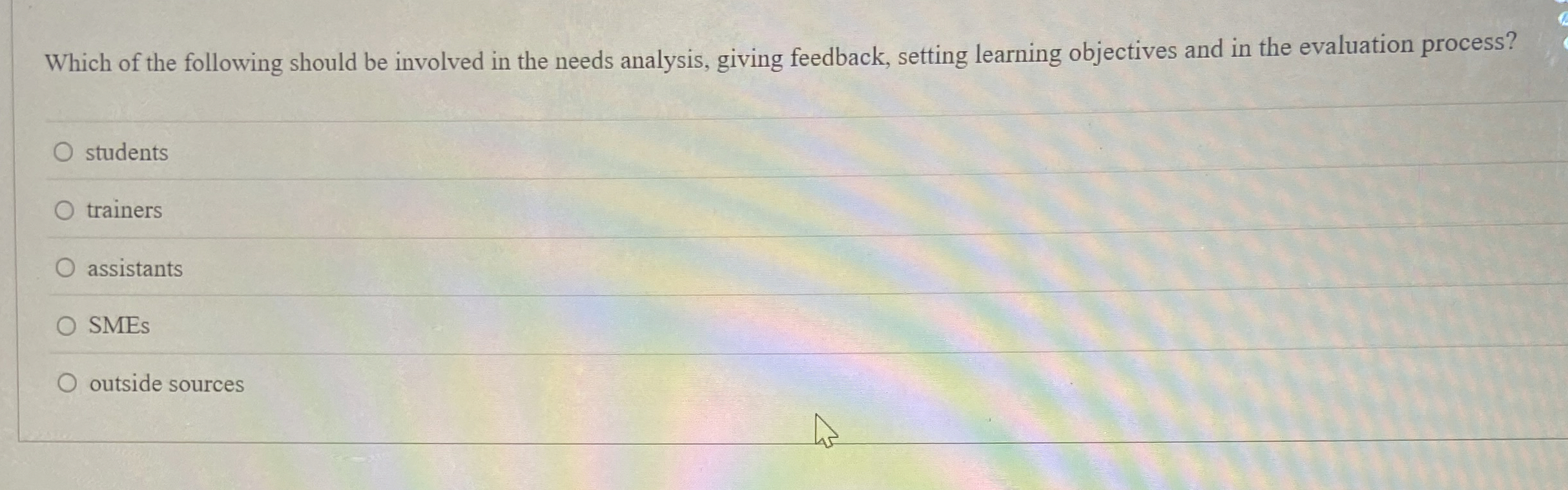 Solved Which of the following should be involved in the | Chegg.com