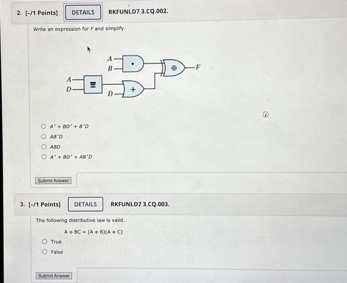 Simplify algebraically to a minimum sum of products. | Chegg.com