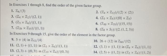 Solved In Exercises 1 through 8 , find the order of the | Chegg.com