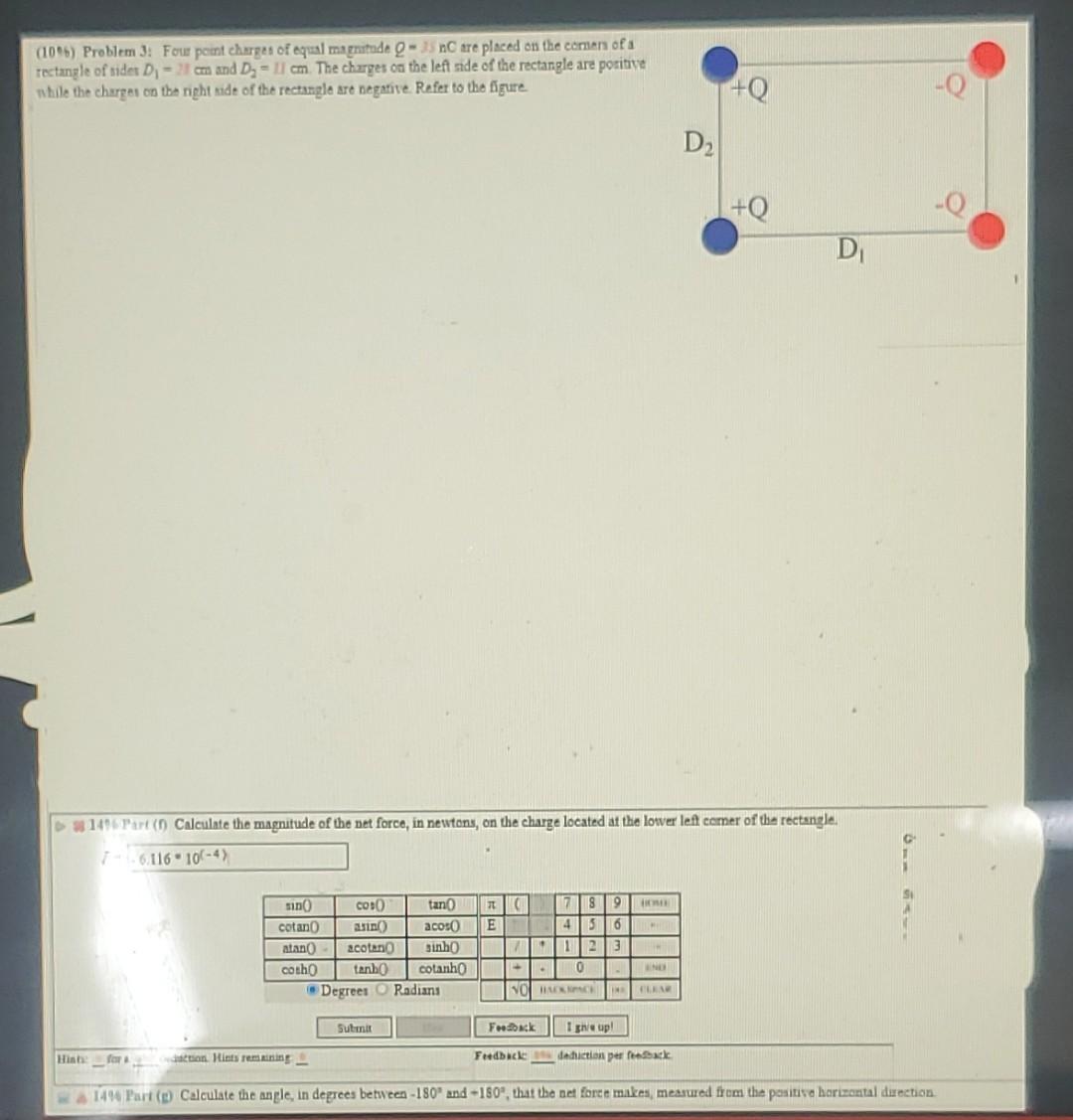 Solved (1006) Problem 3: Four point charges of equal | Chegg.com