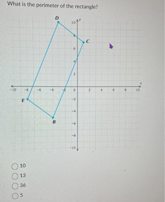 Solved What is the perimeter of the rectangle? 10 13 36 | Chegg.com